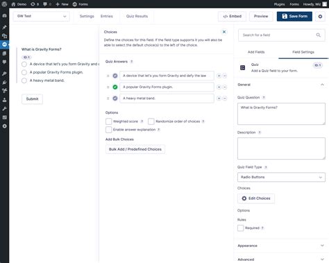 How To Use Gravity Forms To Create A Quiz And Analyze Results Gravity Wiz