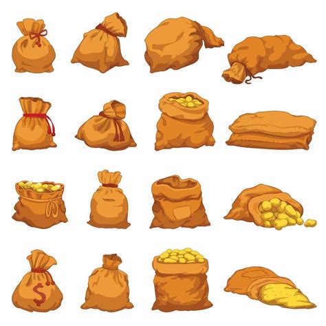 Sack Icons Set Cartoon Vector Pocket Bag 30726863 Vector Art At Vecteezy