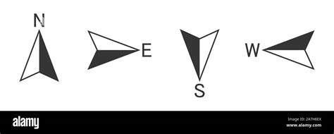 Vector Compass Arrows Icon Navigation Arrows Isolated Black Compass