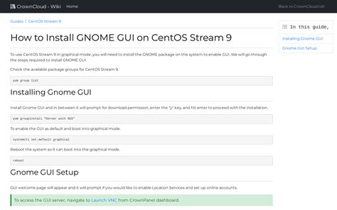 CrownCloud Wiki How To Install GNOME GUI On CentOS Stream