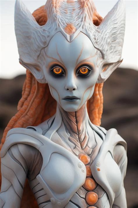 Cool Wallpapers Of Alien Woman With White Skin And Orange Exoskeleton