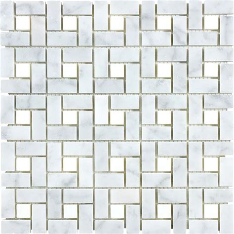 Anatolia Tile Carrara Pinwheel 12 In X 12 In Polished Basketweave Mosaic Wall Tile In The Tile