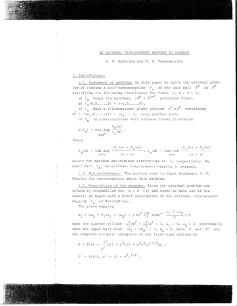pdf an extremal displacement mapping in n space
