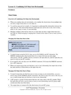 Lesson Combining SAS Data Sets Horizontally Lesson Combining Sas Data Sets Horizontally