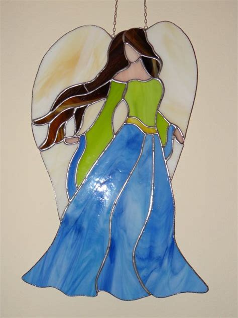 Tiffany Stained Glass Suncatcher Angel Lady Stained Glass Angel