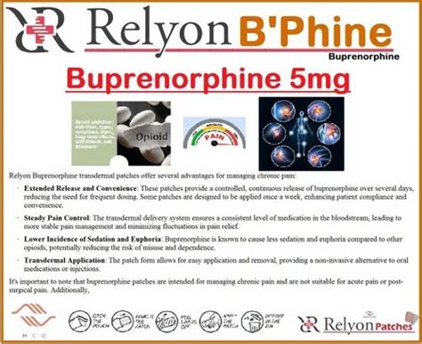 Relyon Buprenorphine 5mg Patch Transdermal Patch Buprenorphine