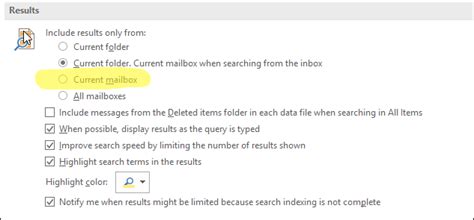 Change Default Mailbox Search In Outlook 2016 Super User