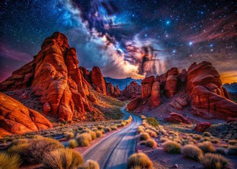 Starry Night Embrace At Valley Of Fire National Park A Breathtaking