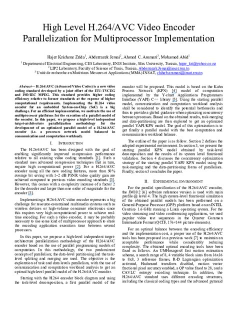 pdf high level h 264 avc video encoder parallelization for