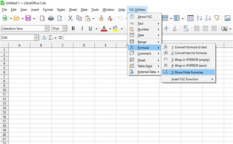 Showhide Formulas Utility For Libreoffice Calc