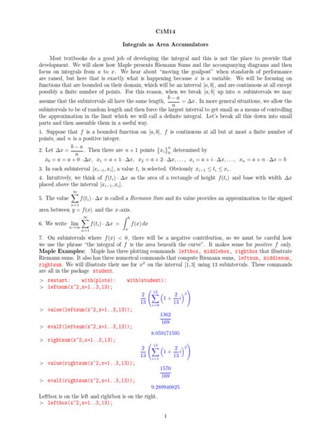 Ap Calculus Notes Integrals As Area Accumulators Pdf