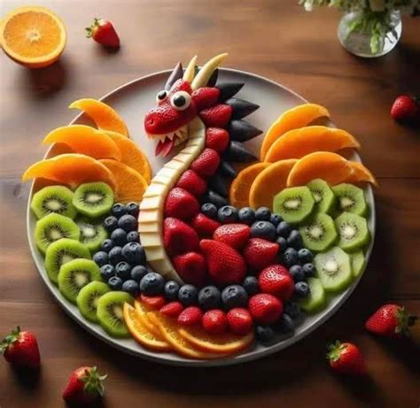 Fruit Dragon Plate Year Of The Dragon Food Display Dragon Themed