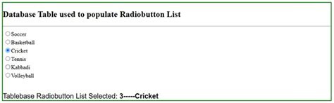 Overview Of Radiobuttonlist Control