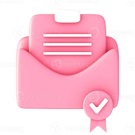 3d Illustration Icon Of Pink Reading Email Inbox With Checklist For Ui Ux Web Mobile App Social