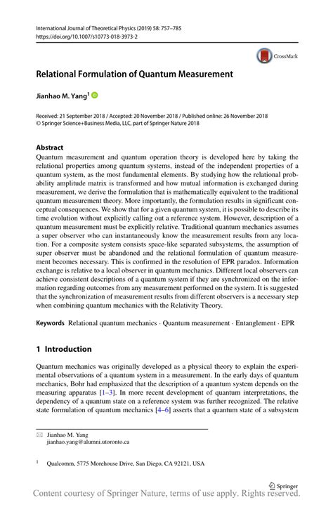 Relational Formulation Of Quantum Measurement