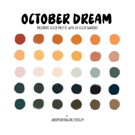 October Dream Fall Color Palette Procreate Color Palette For
