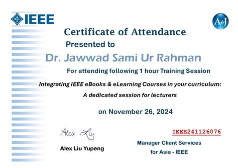 Dr Jawwad Sami Ur Rahman Phd On Linkedin Ieee Training Certificate Ieee Islamabad Section