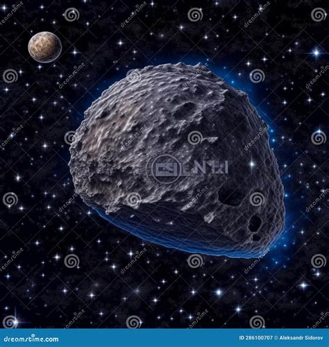 Big Asteroid In Dark Space Stars And Nebula Space Exploration