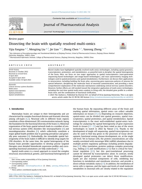 Pdf Dissecting The Brain With Spatially Resolved Multi Omics