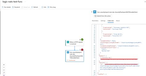 i have a problem with a logic app calling an azure function app its