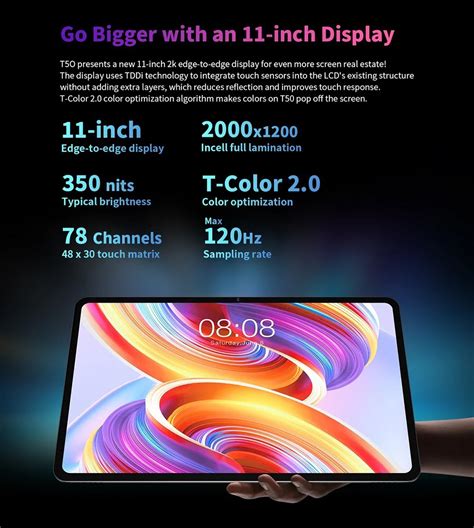 New Teclast T50 11 Tablet 8GB RAM 128GB ROM Unisoc T618 Octa Core Android 12 8MP 20MP Camera