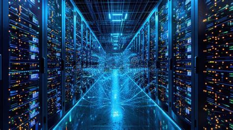 Digital Data Storage A Room With Servers For Storing And Processing
