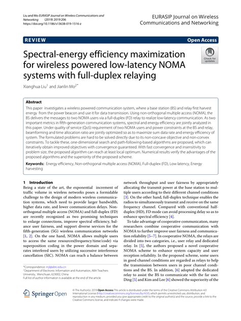 Pdf Spectral Energy Efficiency Maximization For Wireless Powered Low Latency Noma Systems With