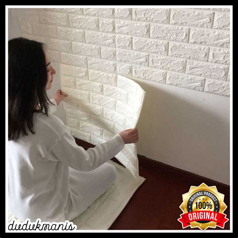 Jual Wallpaper Foam 3d Bata Putih Sticker Wallpaper Dinding Stiker Model Bata 77x70cm Per 037