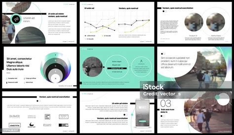 녹색 프리젠 테이션은 흰색 배경의 요소를 템플릿으로 설정합니다 벡터 인포그래픽 Slide Show Presentation Software에 대한 스톡 벡터 아트 및 기타