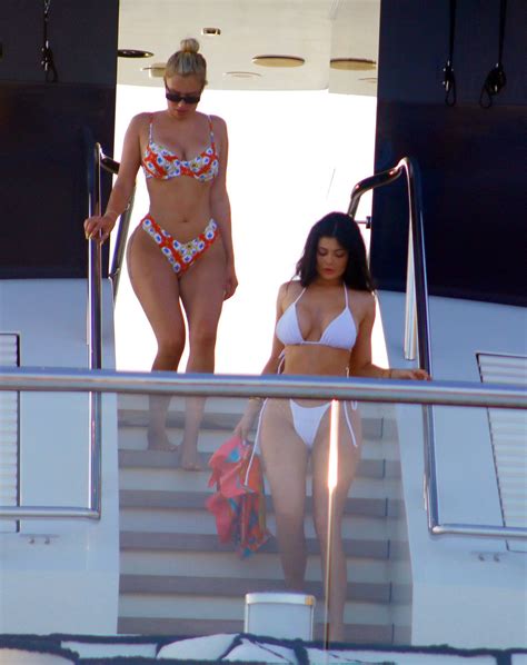 Kylie Jenner And Anastasia Karanikolaou In Bikinis At A Yach In Capri