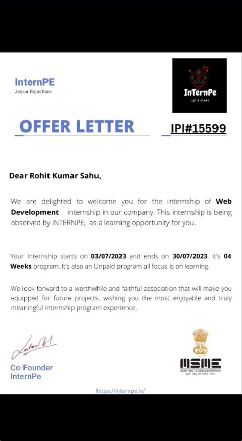 Rohit Kumar Sahu On Linkedin Internship Internpe Internshipprogram