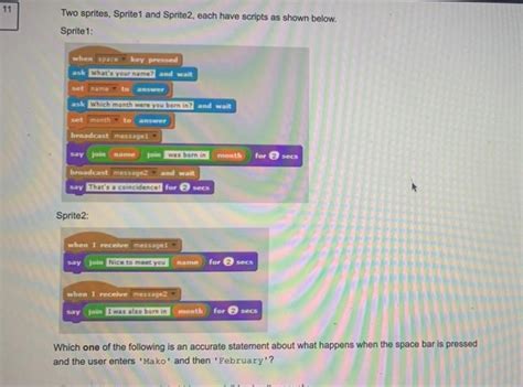 Solved Two Sprites Sprite1 And Sprite2 Each Have Scripts