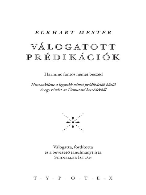 Eckhart Mester Valogatott Predikaciok Reszlet Pdf Pdf