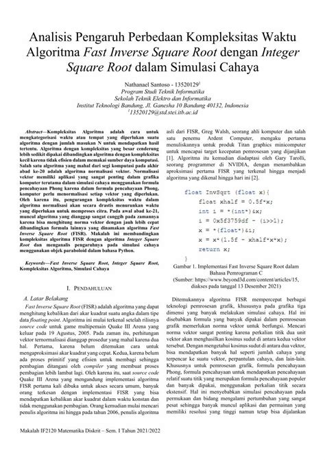 Pdf Analisis Pengaruh Perbedaan Kompleksitas Waktu Algoritma