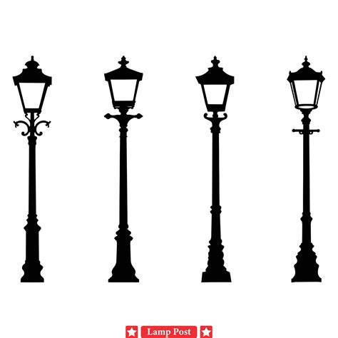 architectural street lighting collection detailed lamp post vectors