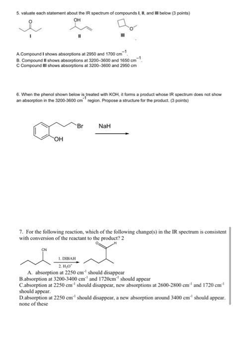 Solved 5 Valuate Each Statement About The Ir Spectrum Of