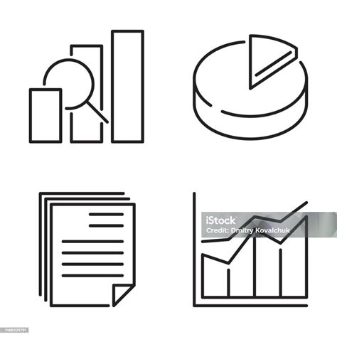 Data Analysis Four Icons In Thin Line Stock Illustration Download