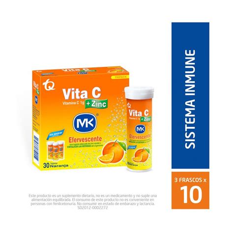 Tripack Vita C Efer Zinc Mk Tabletas 1000 Mg Naranja X 30 Unds Farm