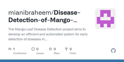Github Mianibraheemdisease Detection Of Mango Leaf By Deep Learning