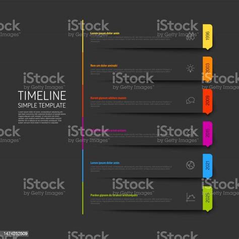 어두운 회색 종이 줄무늬로 만든 간단한 수직 인포 그래픽 타임 라인 템플릿 0명에 대한 스톡 벡터 아트 및 기타 이미지 0명 검은색 고체 Istock