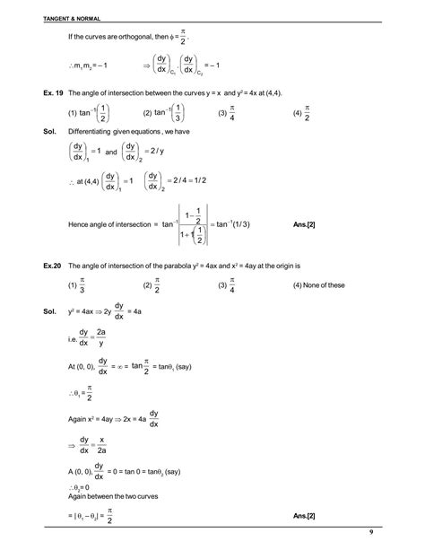 Tangent And Normal Notes For Class 12 And Iit Jee