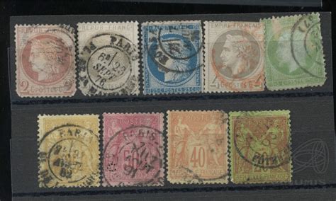 Лот прошедших почту старинных марок Франции 9 шт все разные общая стоимость по каталогу 153