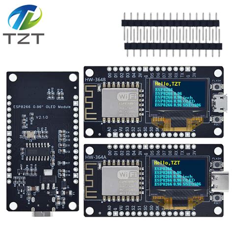 Tzt Nodemcu Esp8266 Development Board With 0 96 Inch Oled Display Ch340g Esp 12f Wifi Module