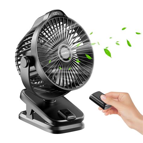 Small Clip On Fan With Remote Control 8000mah Battery 5