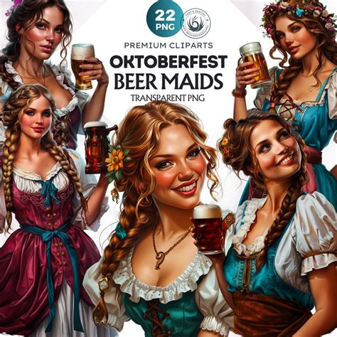 Oktoberfest Beer Maids Clipart Set Bavarian Girls Png 22 Files Etsy
