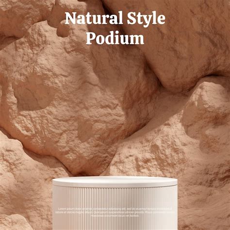 В квадрате коричневая грубая каменная текстура стена 3d рендеринг пустая сцена белый цвет подиум