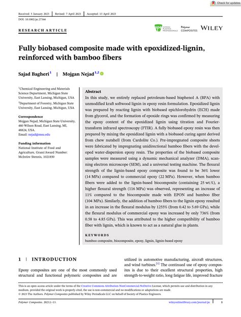 Pdf Fully Biobased Composite Made With Epoxidized‐lignin Reinforced