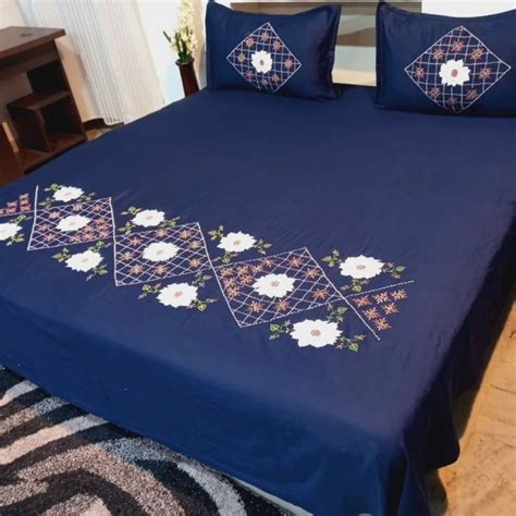 Handembroidary Bedsheet Zoyacollection On Instagram Designer King Size Pure Cotton Embroidered