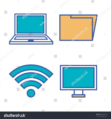 Internet Technology Set Linear Icons Stock Vector Royalty Free