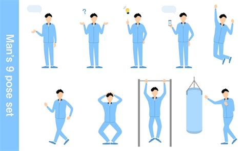 Premium Vector Training Wear Men Pose Set